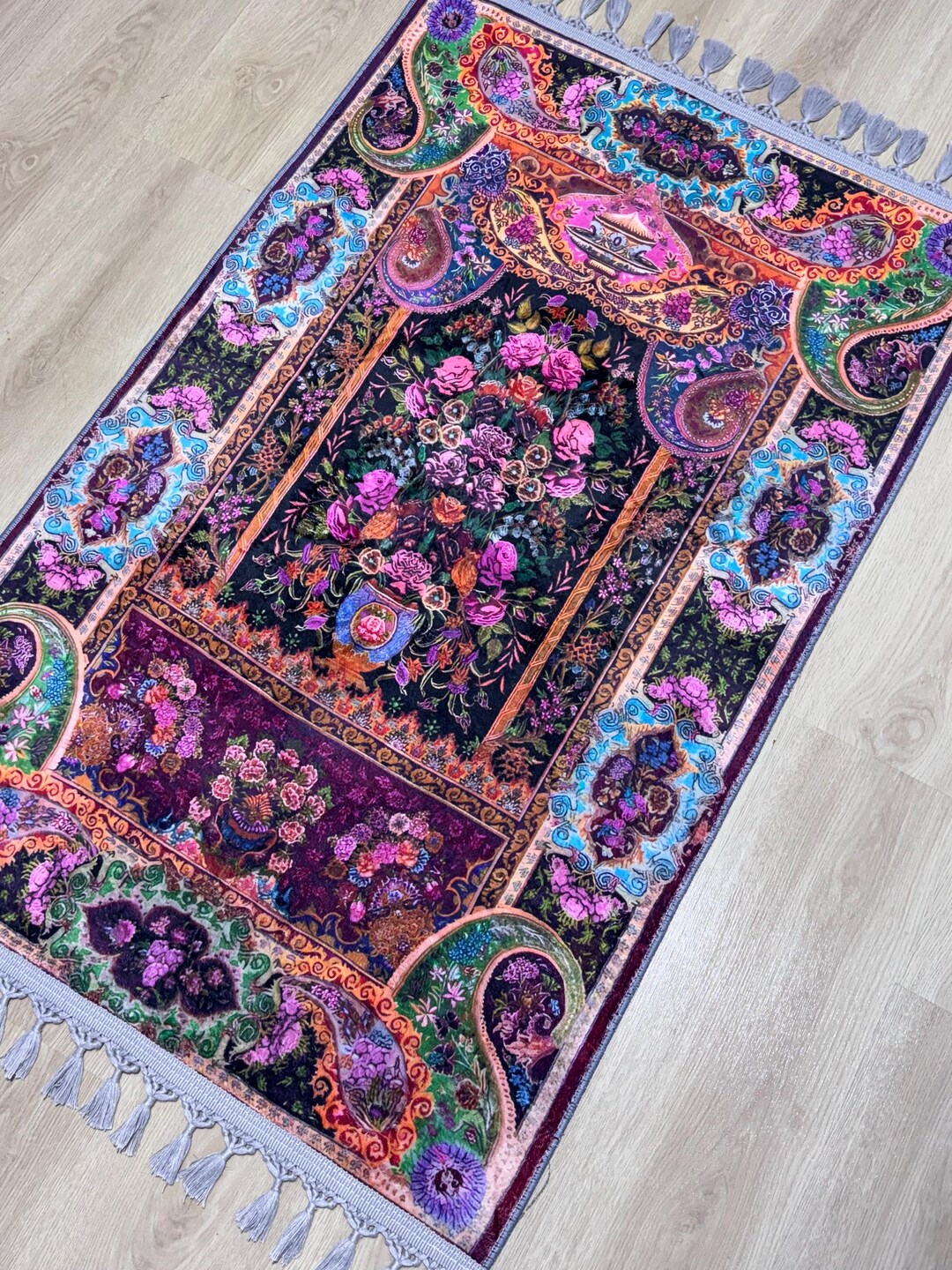 Floral Prayer Rug:christian Orthodox Prayer Mat ,soft Velvet Islamic ...