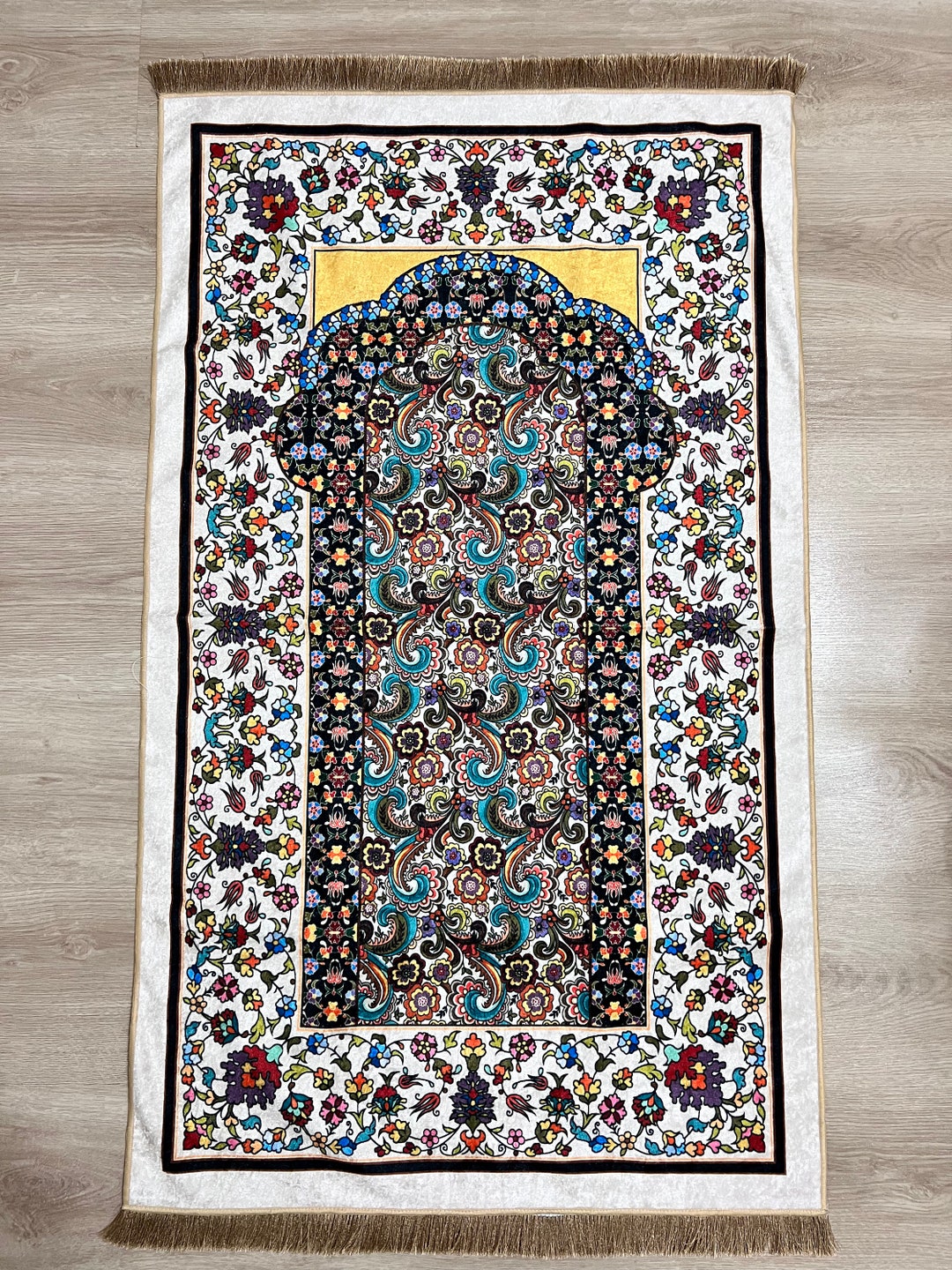 Prayer Rug Elegant Turkish Prayer Mat Custom Name Soft Velvet Muslim ...