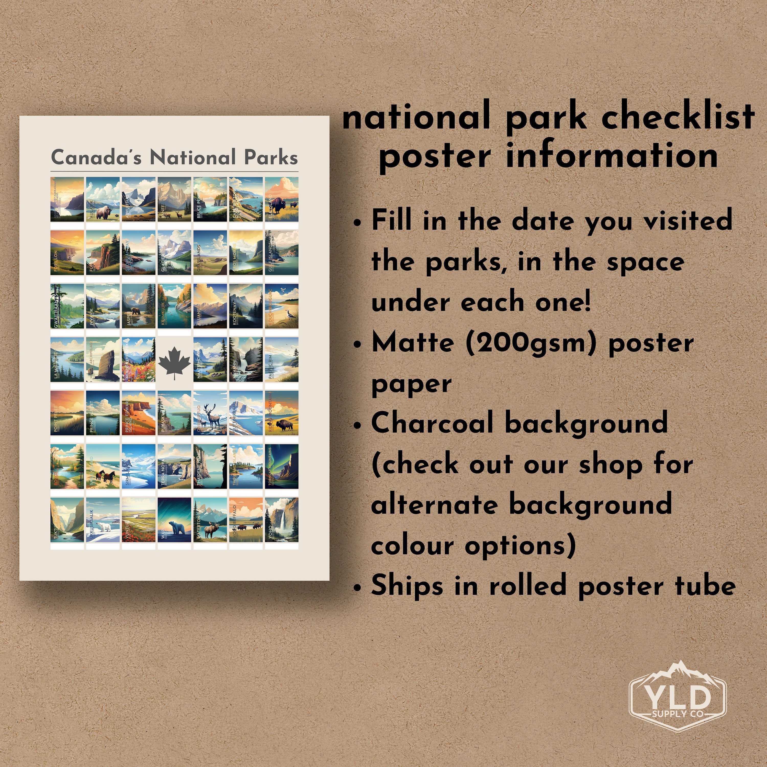Canadian National Parks Checklist Poster, Canada National Parks Print ...