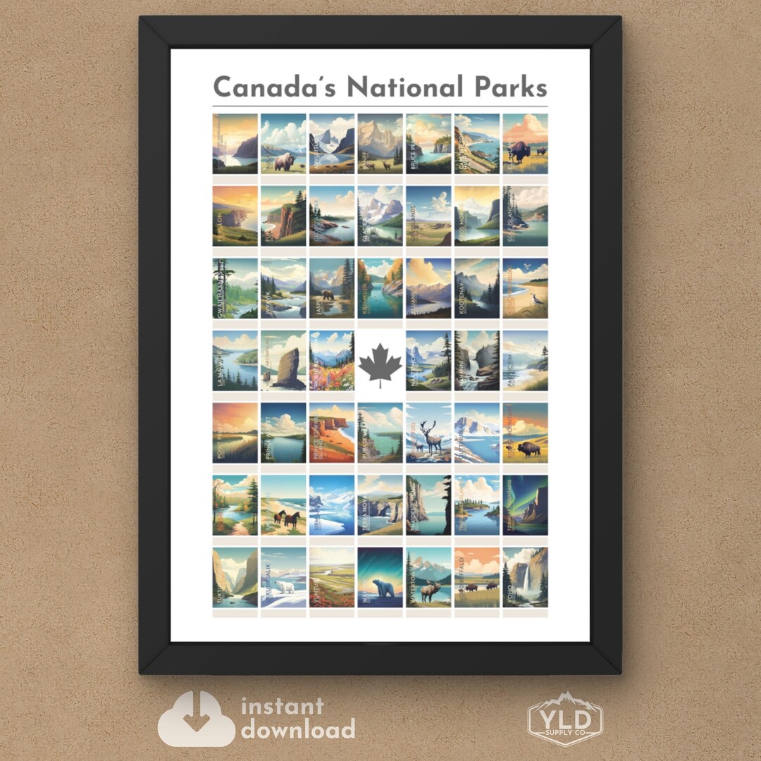 Canadian National Parks Checklist Poster, Digital Download, Canadian ...