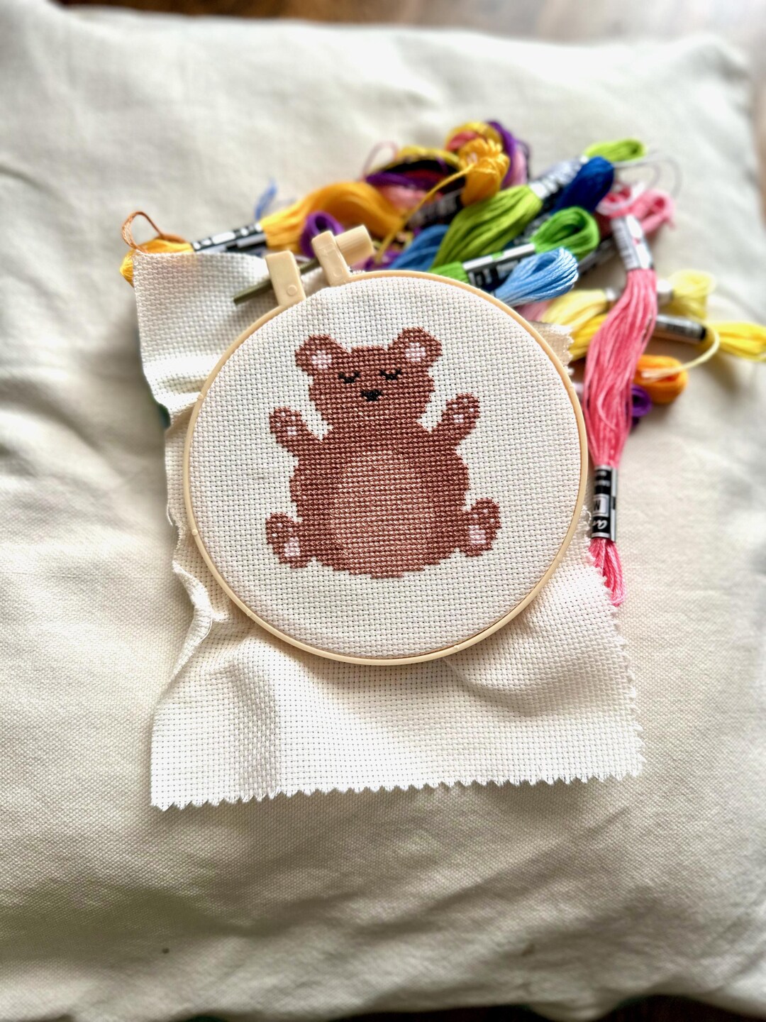 Kids' Cross-stitch Pattern – Stitchy Bear Hugs | Easy PDF Embroidery ...