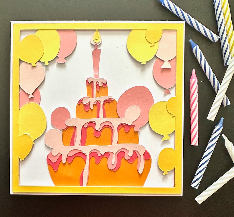 3D Birthday Cake Layered Card SVG Cut File Instant Download - Etsy