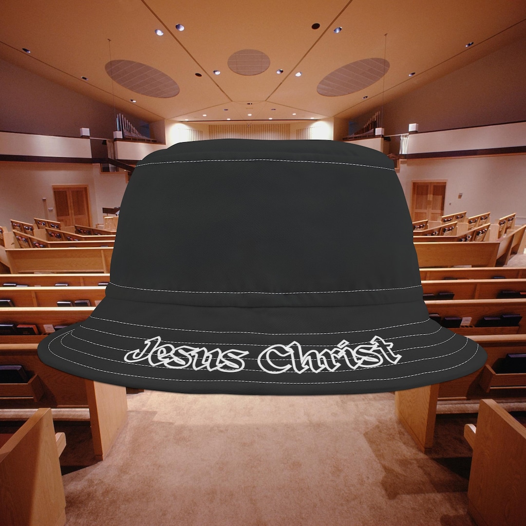 Black Christian Low Profile Bucket Hat With Jesus Christ Design for Men ...