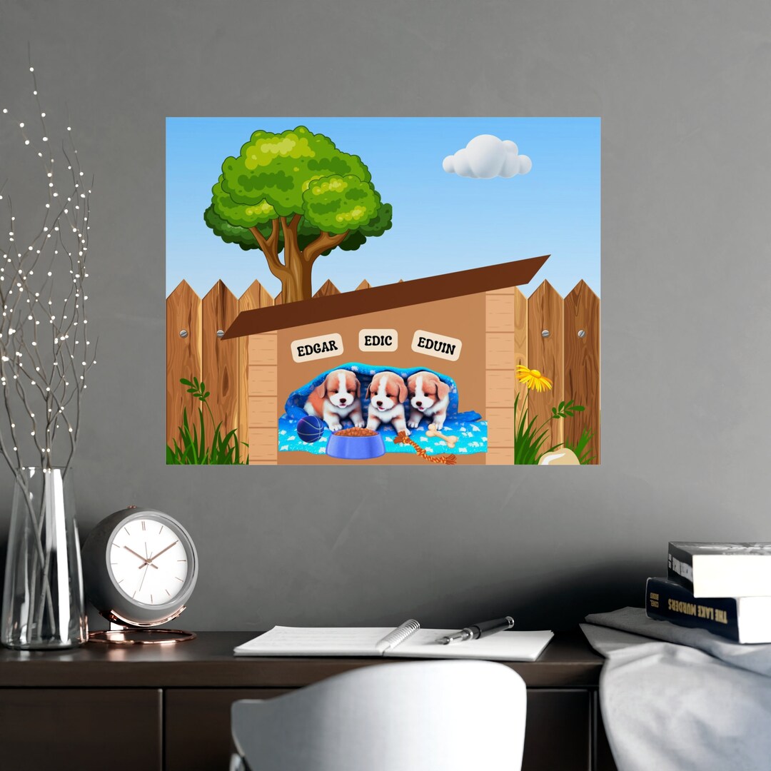 Puppy Poster for Children's Bedroom, Home Wall Decor, for Teacher's ...