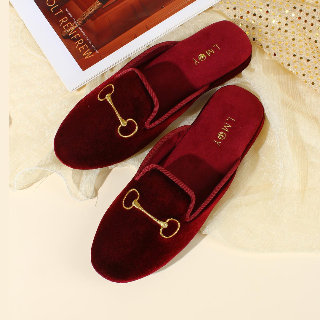 Velvet Slippers Women's Slippers House Lightweight Non-slip Elegant ...