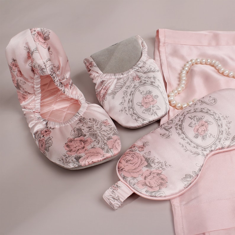 Silk Shoes Ballet Flats Travel Slipper Ballet Shoes Eye Mask Travel ...