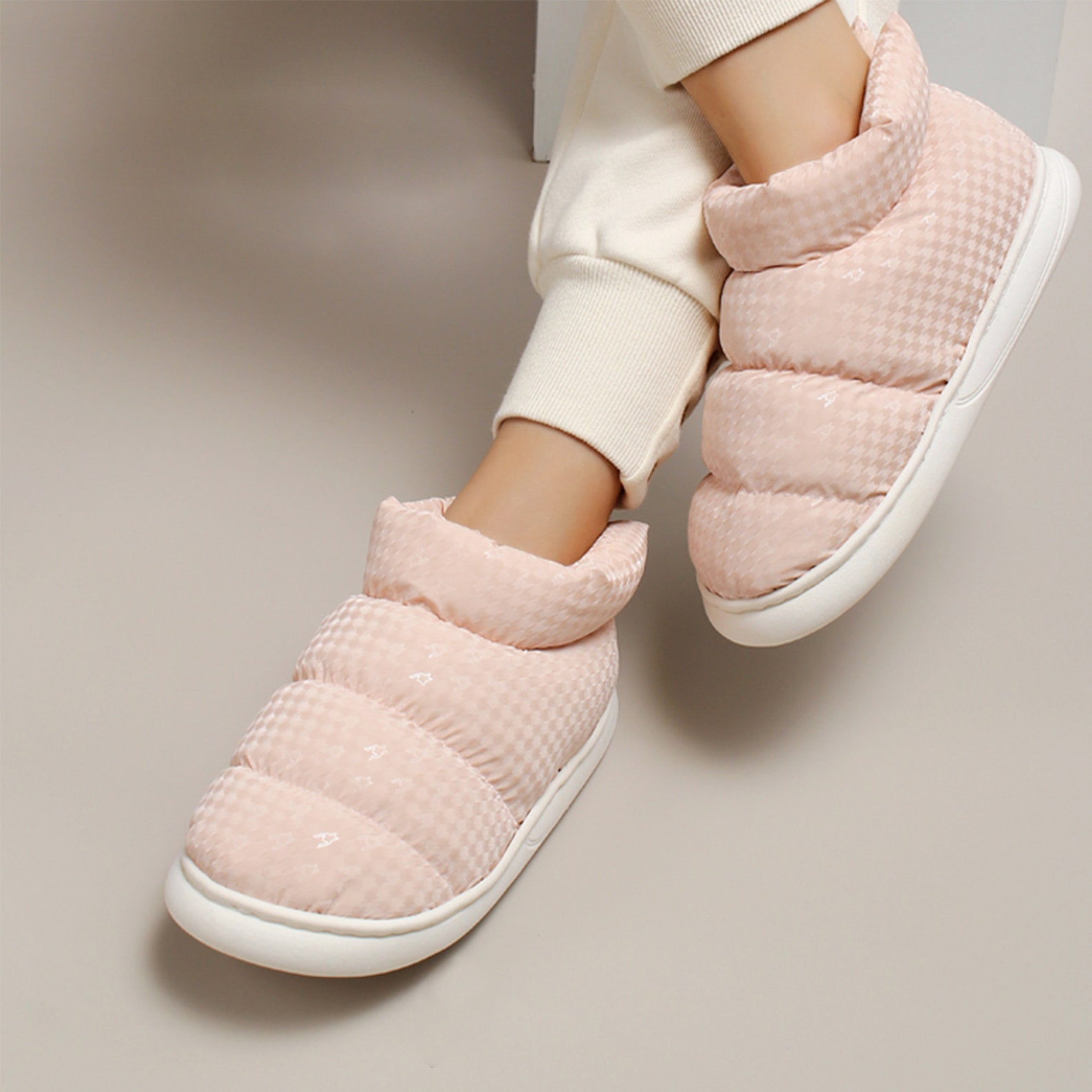 80% Duck Down Winter Slippers: Non-slip Warm House Shoes for Women Men ...