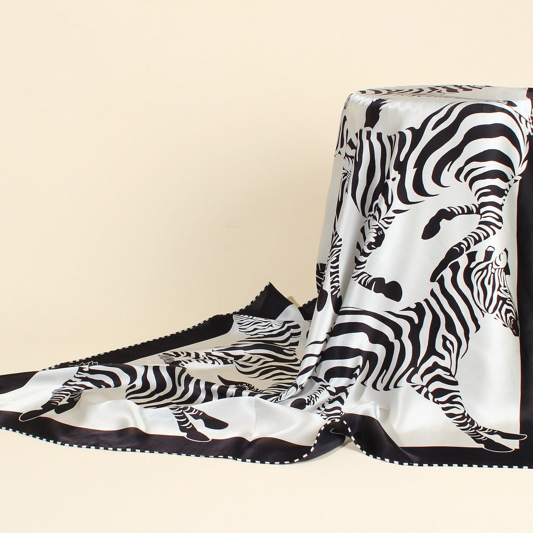 100% Mulberry Silk Scarf Zebra Pattern Silk Scarf Birthday/wedding ...