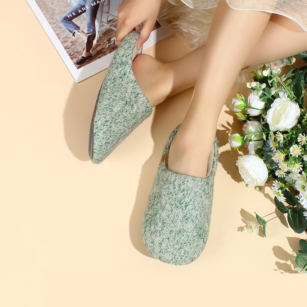 Mint Green Slippers Plush Indoor Slippers for Women and Men With ...