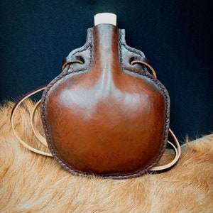 Leather Water Flask - Medieval Leather Waterskin - Etsy