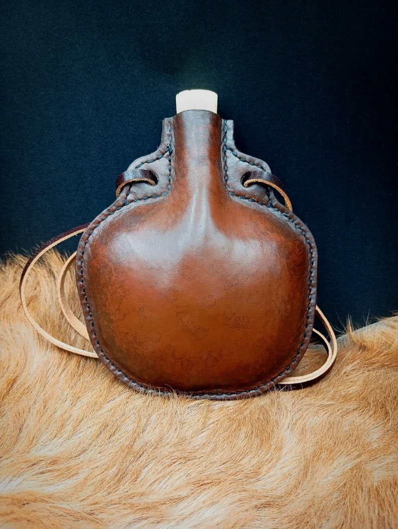 Leather Water Flask - Medieval Leather Waterskin - Etsy