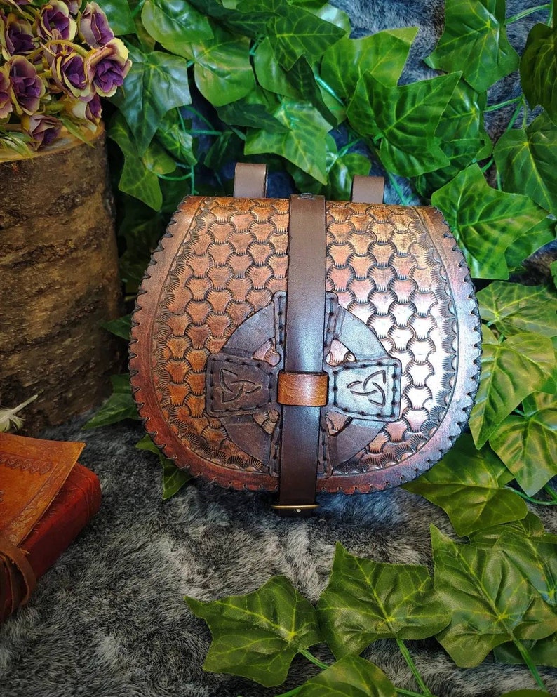 Medieval Belt Bag/leather Celtic Belt-bag/celtic Cross Belt-pouch - Etsy
