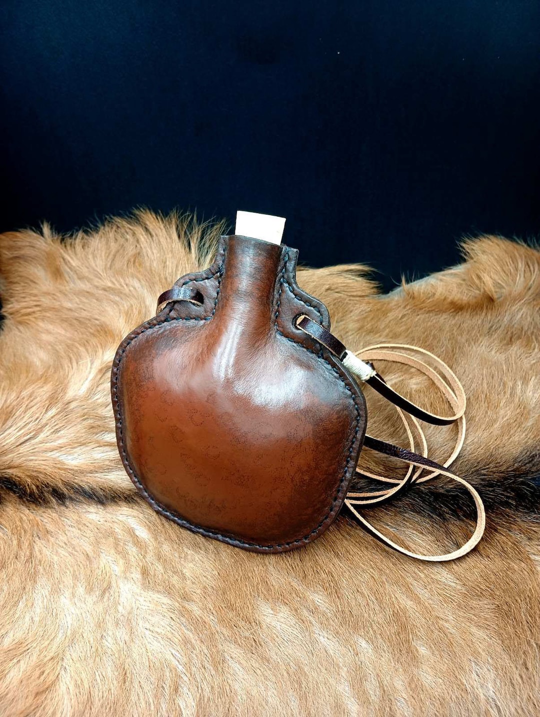 Leather Water Flask - Medieval Leather Waterskin - Etsy