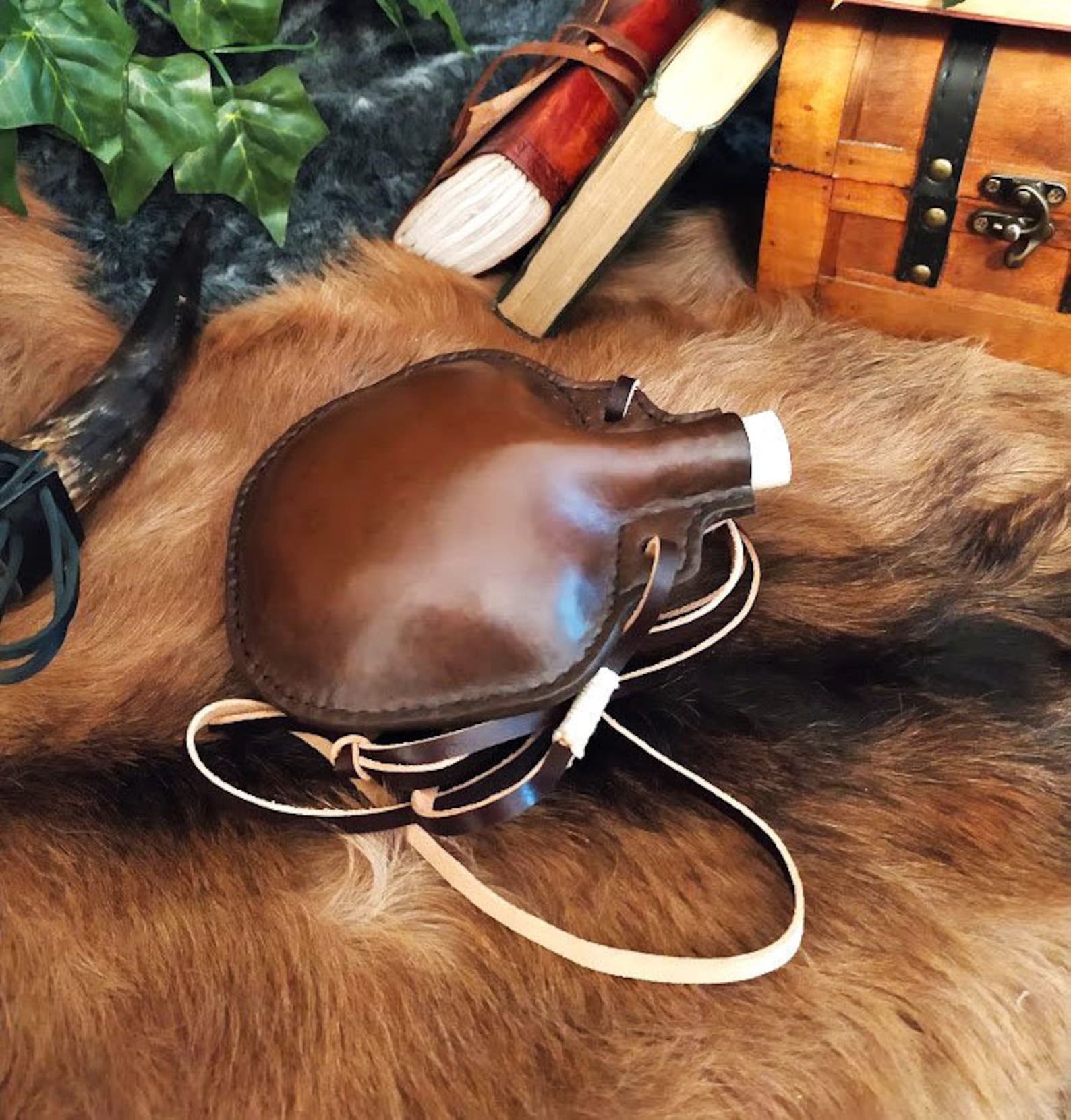 Leather Water Flask - Medieval Leather Waterskin - Etsy