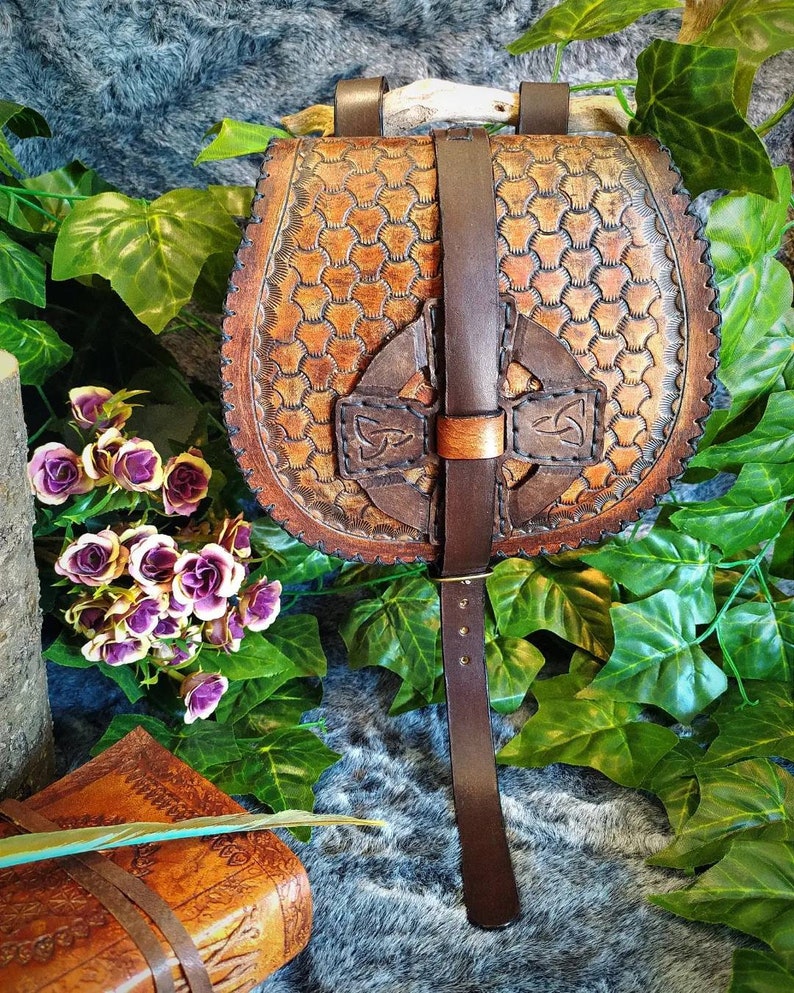 Medieval Belt Bag/leather Celtic Belt-bag/celtic Cross Belt-pouch - Etsy