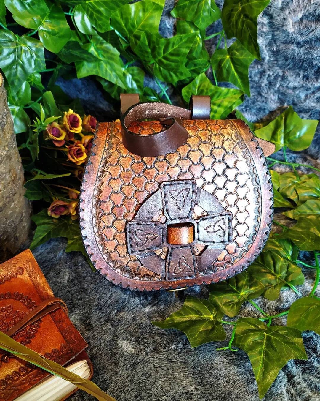 Medieval Belt Bag/leather Celtic Belt-bag/celtic Cross Belt-pouch - Etsy