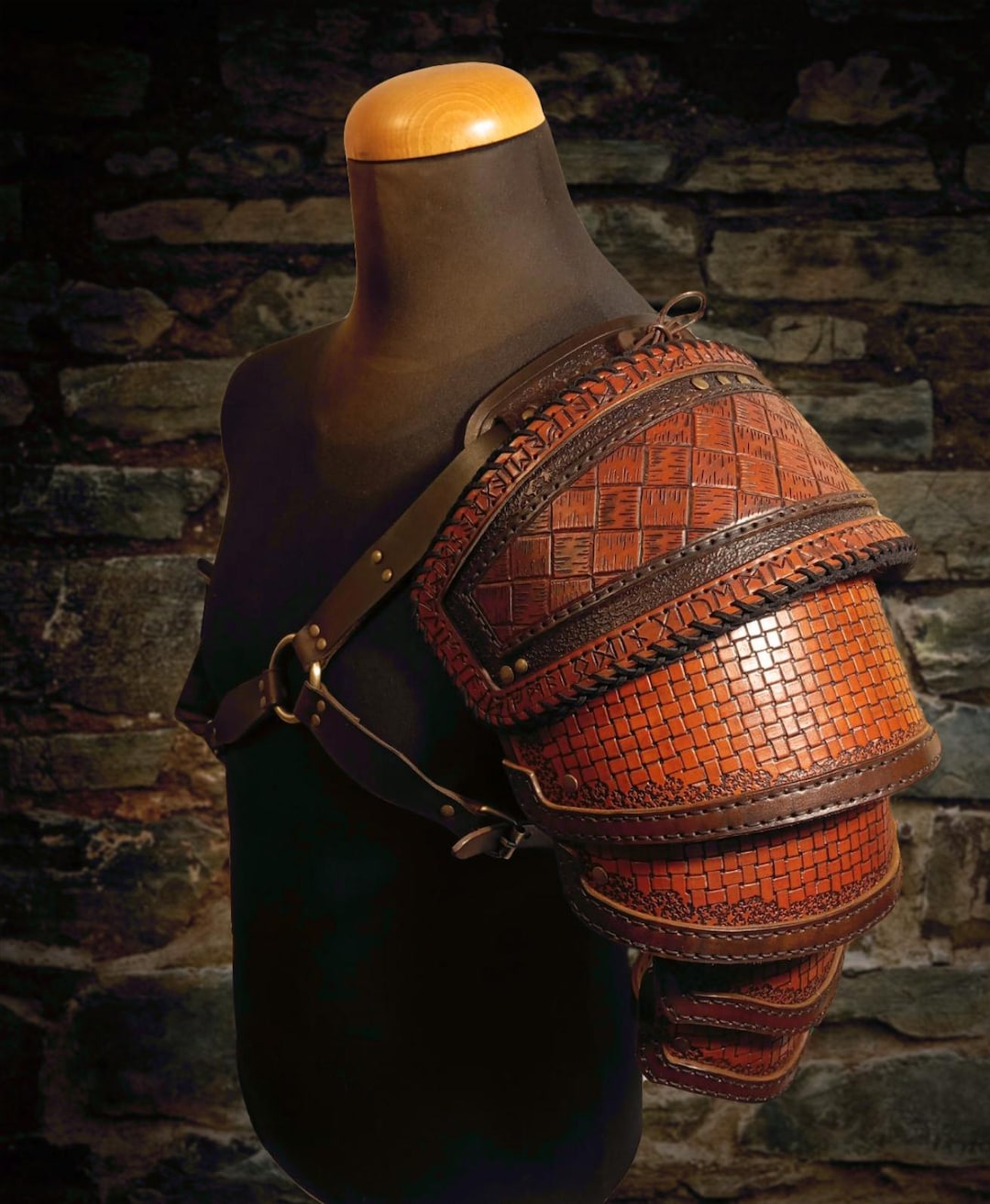 Viking Shoulder Armor Leather Medieval Shoulder Pad Larp Leather ...