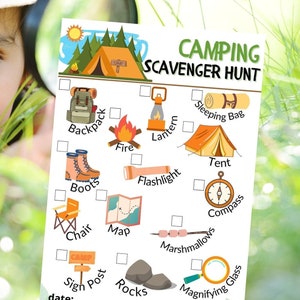 Kids Scavenger Hunt, Camping Scavenger Hunt, Camp Outdoor Scavenger ...