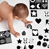 120 High Contrast Baby Cards Bundle Printable Montessori Black and ...