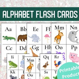 Printable Animal Alphabet Cards , Toddler Abc Learning, Alphabet Flash ...