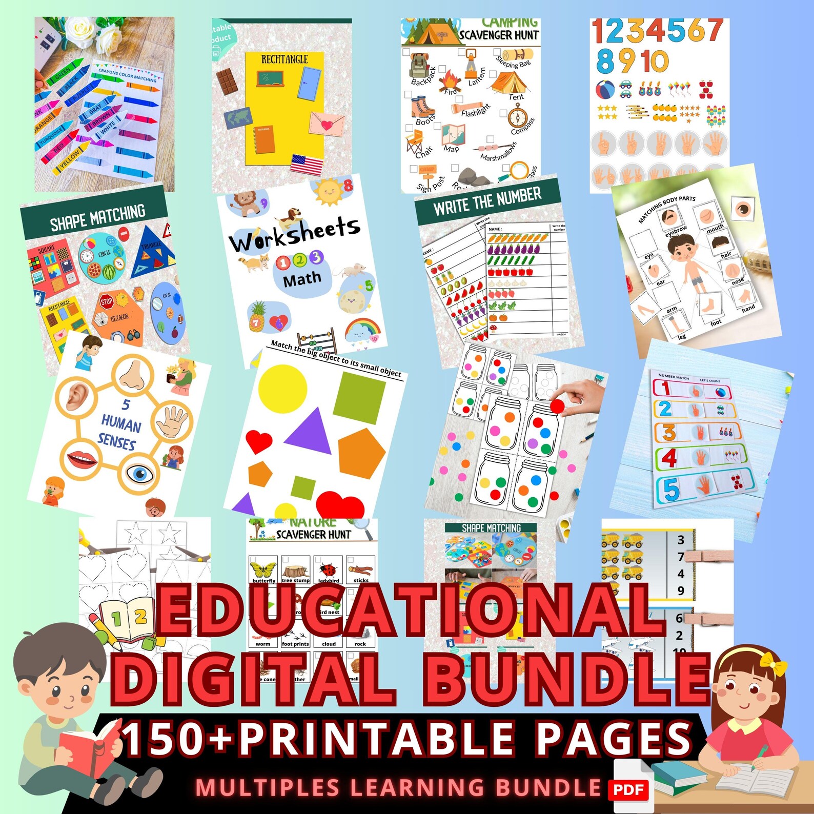 150 Preschool Worksheets, Flash Cards, Montessori Activities ...