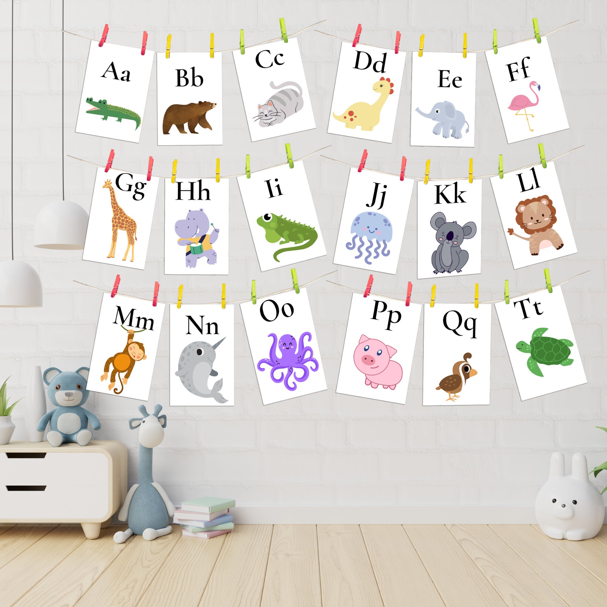 Alphabet Flash Cards Learn Animal ABC Flashcards ABC - Etsy