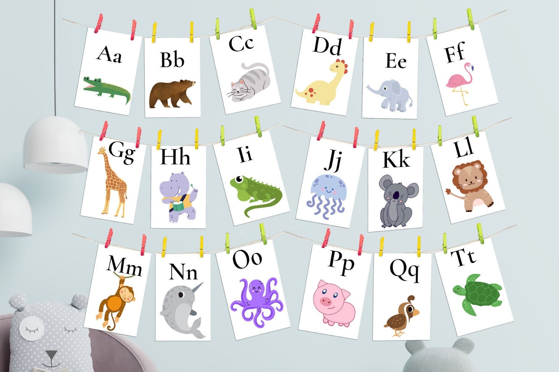 Alphabet Flash Cards Learn Animal ABC Flashcards ABC - Etsy