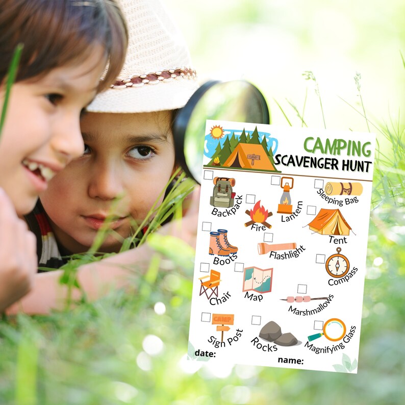 Kids Scavenger Hunt, Camping Scavenger Hunt, Camp Outdoor Scavenger ...