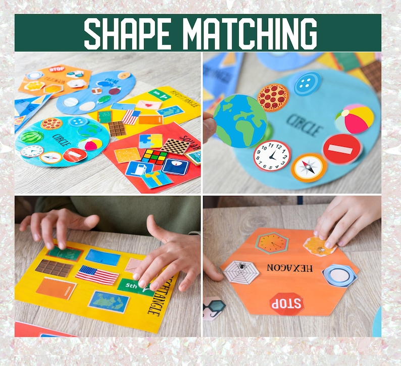 Shape Matching Sorting, Shape and Form Card, Busy Book Shapes, Prek ...