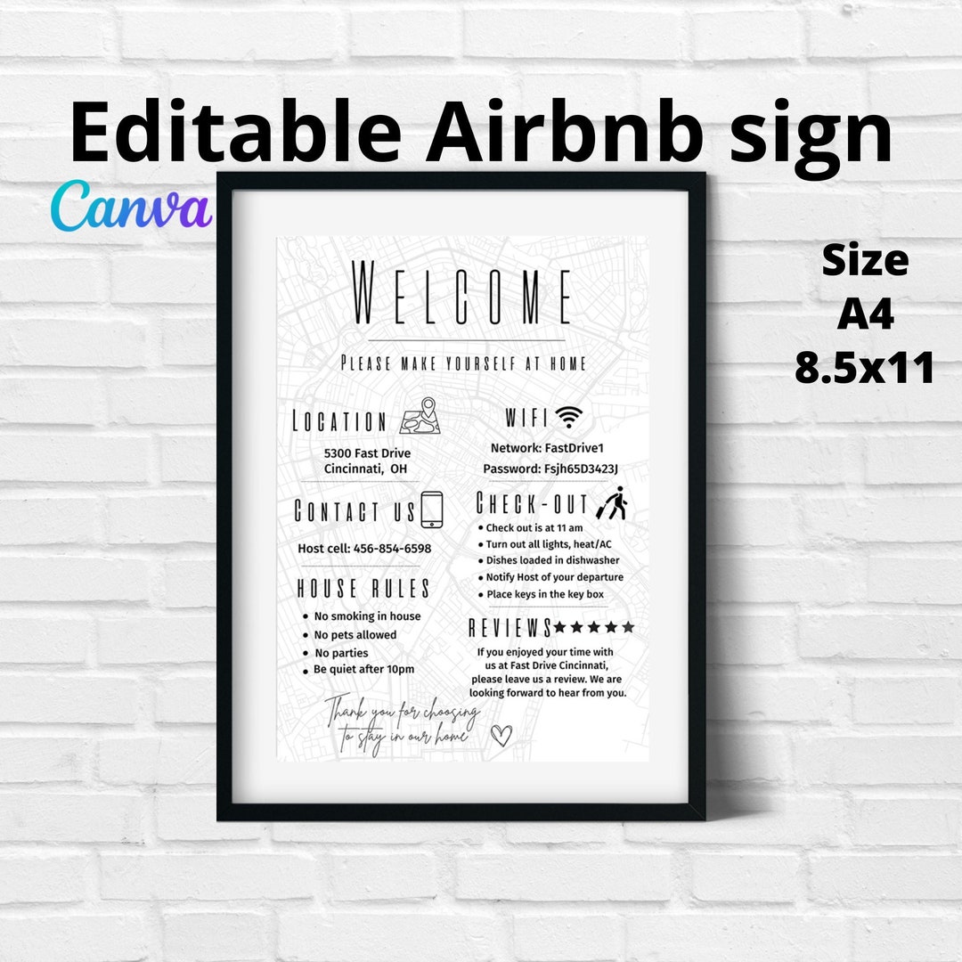 Airbnb Welcome Sign Editable VRBO Welcome Guide Printable - Etsy