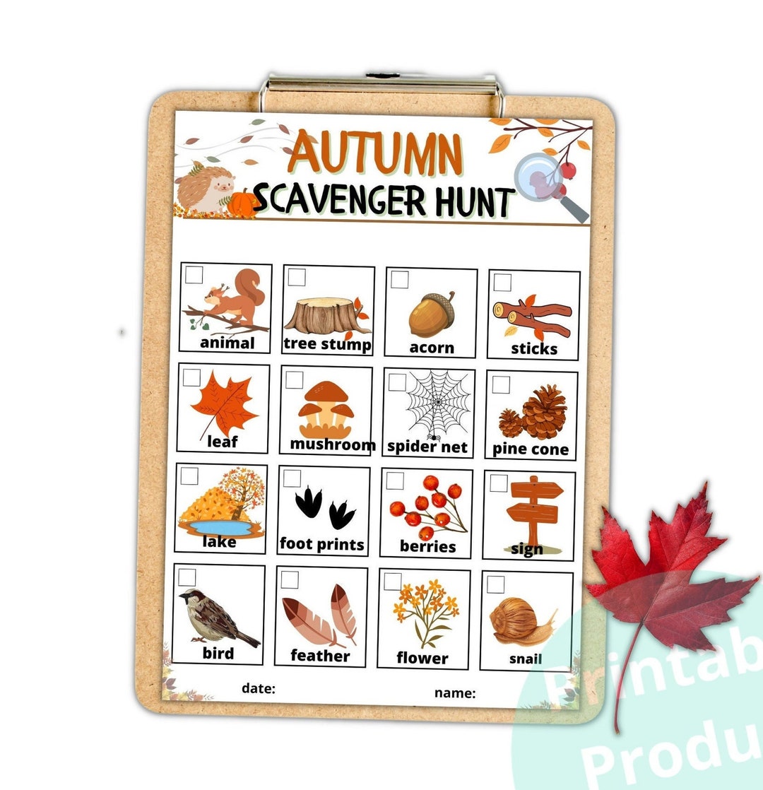 Autumn Kids Scavenger Hunt Fall Scavenger Activity Autumn in - Etsy