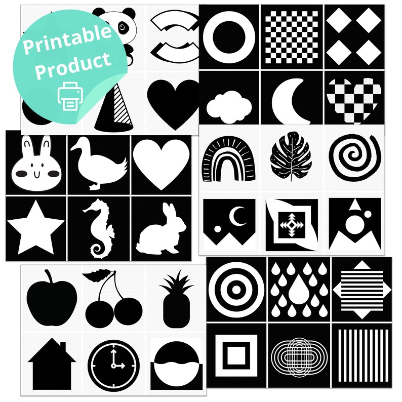 Baby Sensory Cards, Infant Contrast Cards, Newborn Sensory Stimulation ...