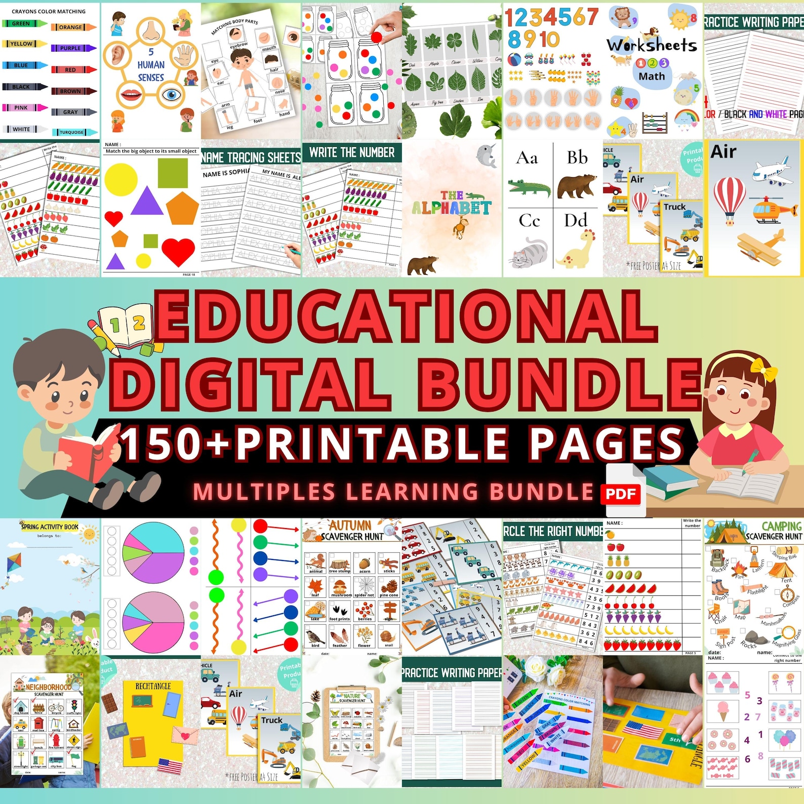 150 Preschool Worksheets, Flash Cards, Montessori Activities ...