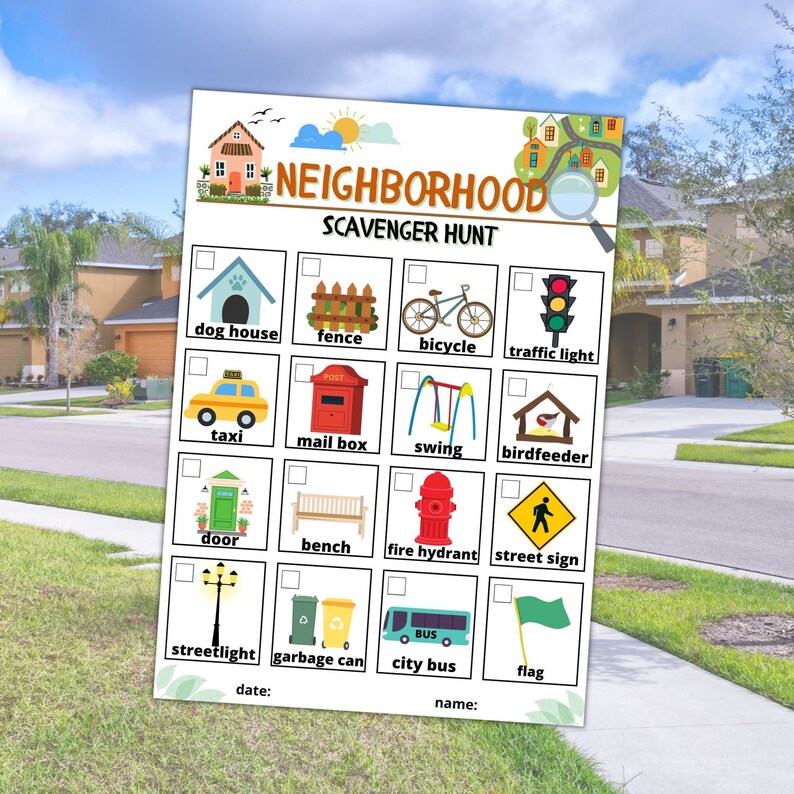 Neighborhood Scavenger Hunt, Kids Scavenger Hunt, City Walk Activity ...