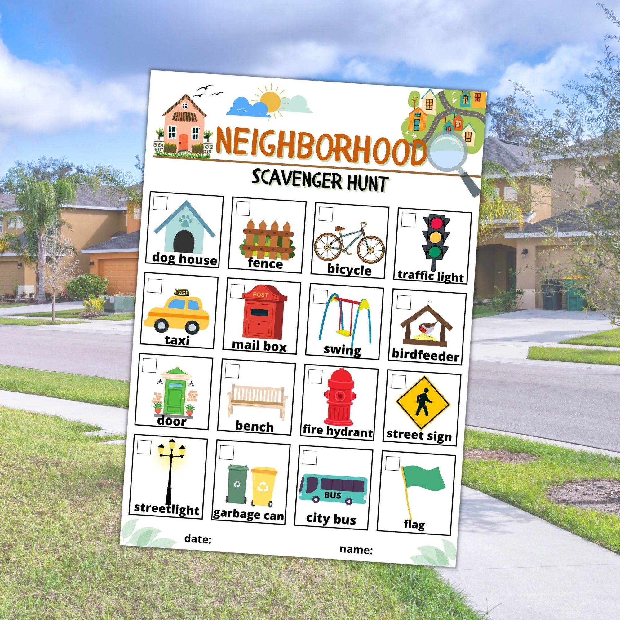 Neighborhood Scavenger Hunt, Kids Scavenger Hunt, City Walk Activity ...