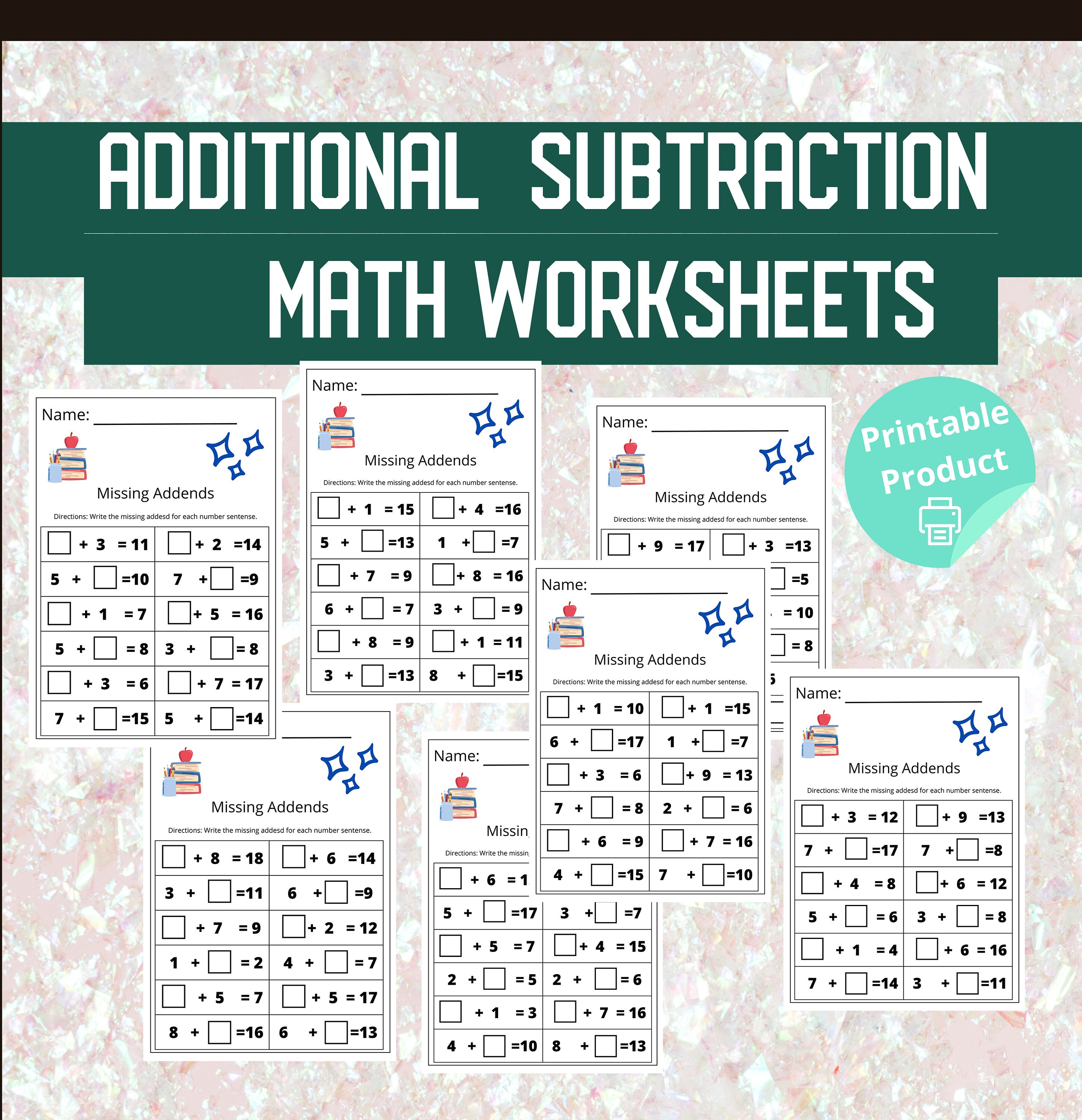 Math Worksheets 1-20, Printable Math Additional Worksheets, Homeschool ...