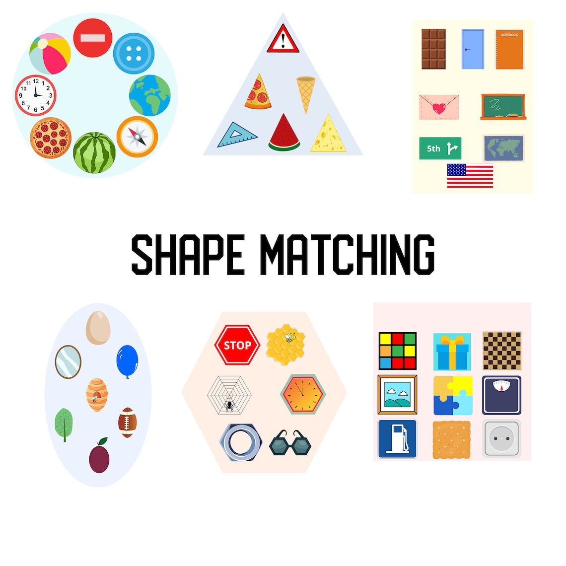 Shape Matching Sorting Shape and Form Card Busy Book Shapes - Etsy