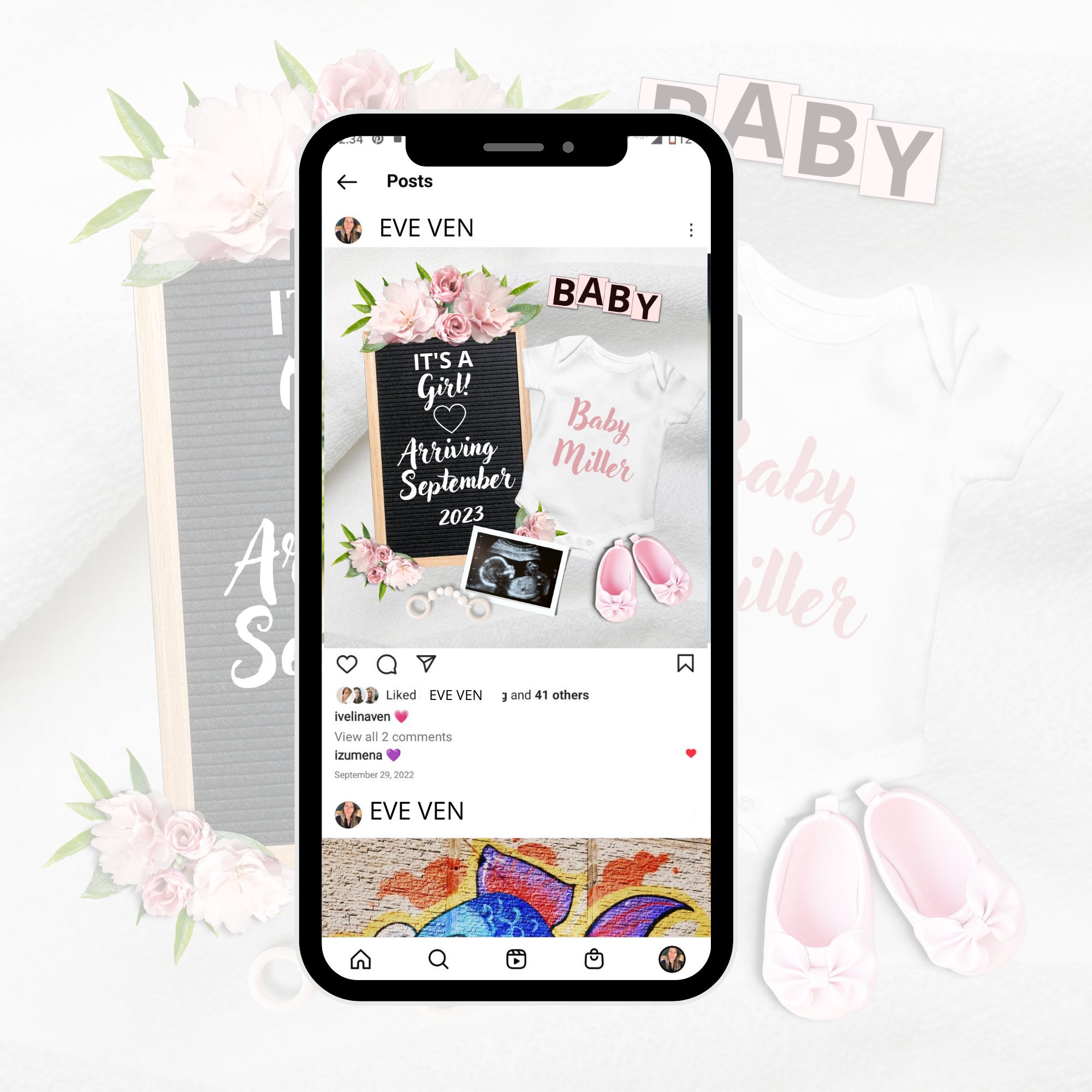 Pregnancy Announcement Digital Fully Edit It's a Girl - Etsy