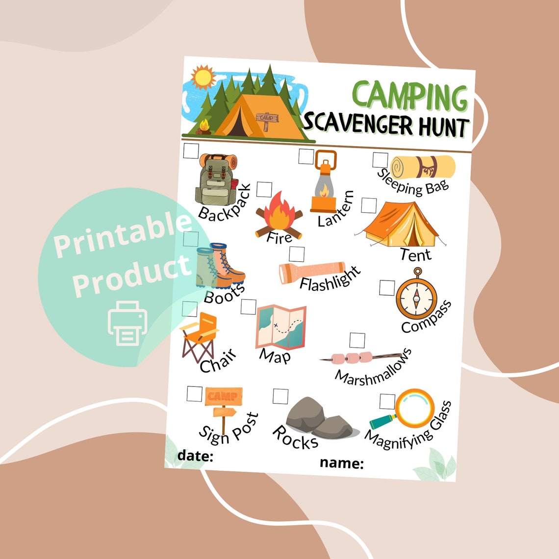Kids Scavenger Hunt, Camping Scavenger Hunt, Camp Outdoor Scavenger ...