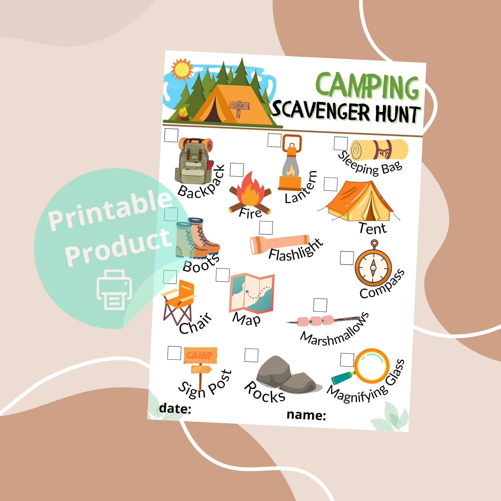 Kids Scavenger Hunt, Camping Scavenger Hunt, Camp Outdoor Scavenger ...