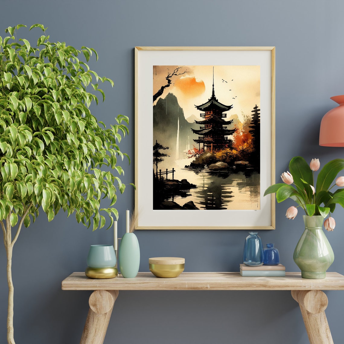 Japanese Printable Wall Art, Pagoda Landscape, Japanese Temple Art ...