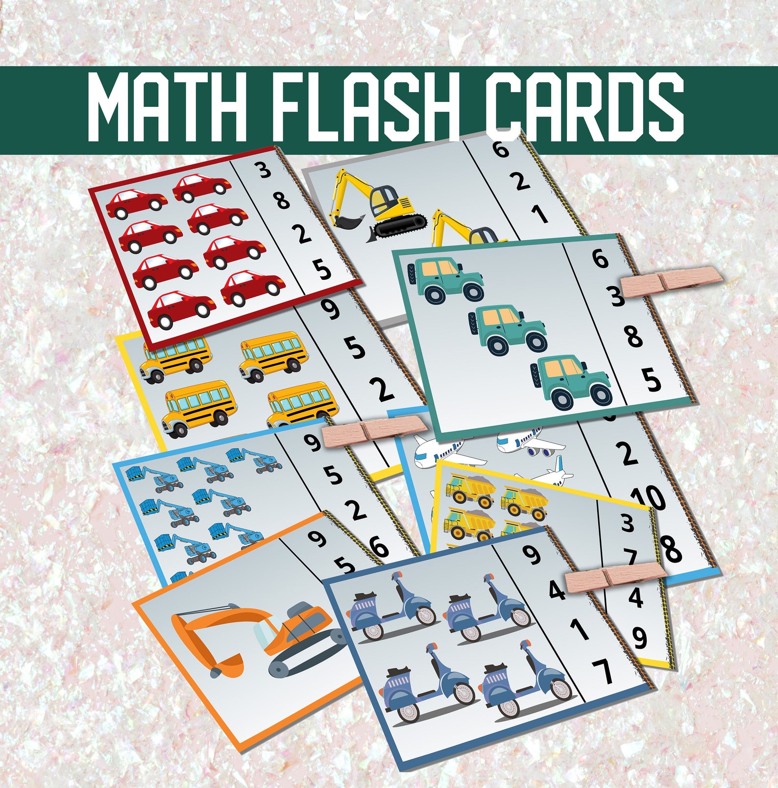 Printable Preschool Math Flash Cards, Printable Additional Cards 1-10 ...