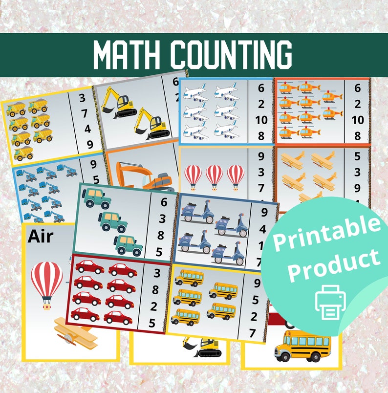 Printable Preschool Math Flash Cards, Printable Additional Cards 1-10 ...