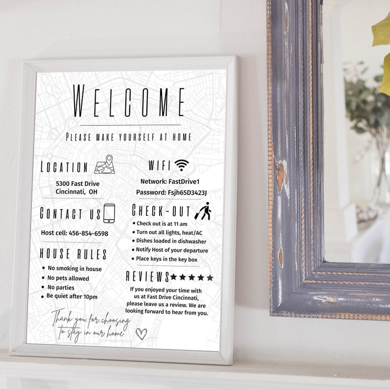 Airbnb Welcome Sign Editable VRBO Welcome Guide Printable - Etsy