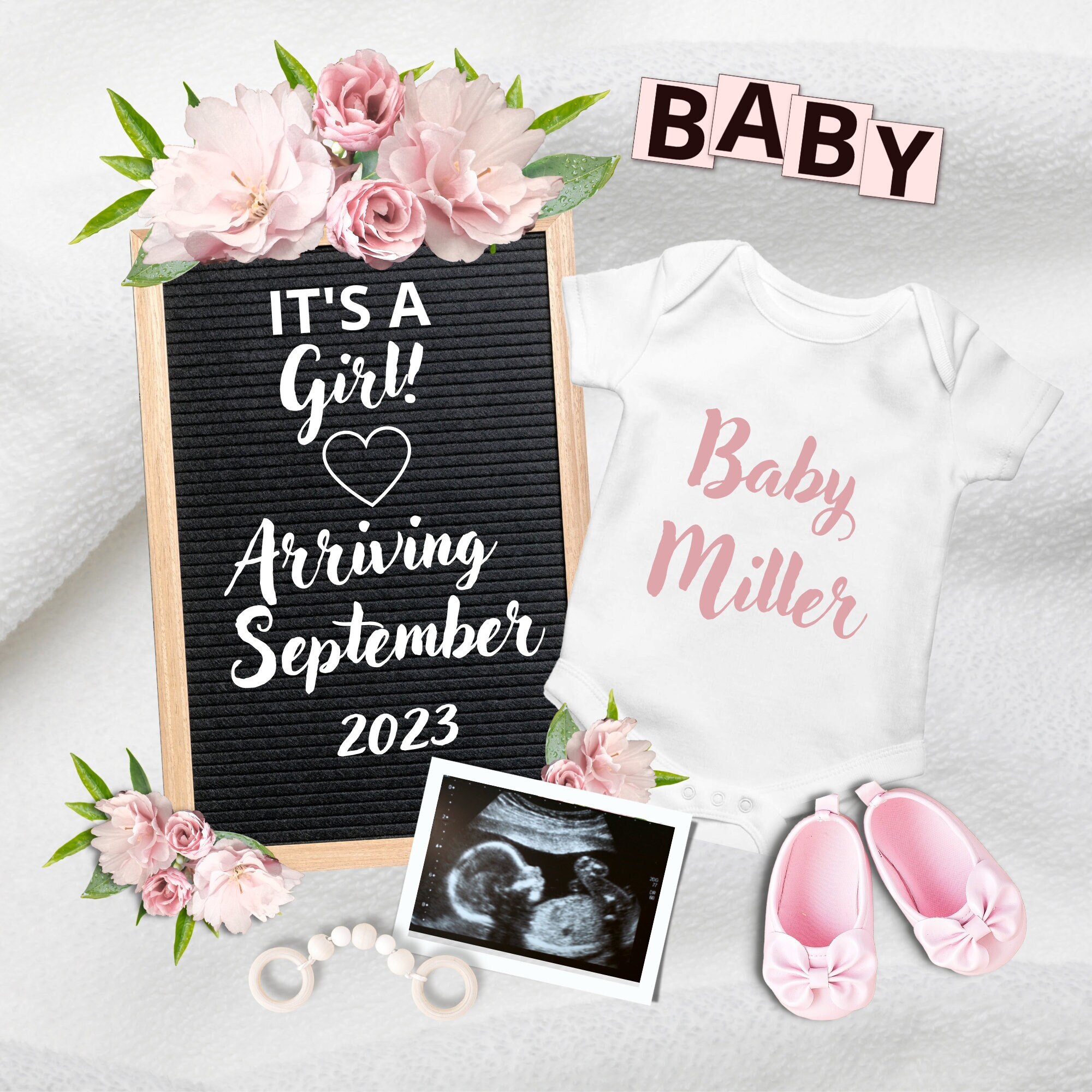 Pregnancy Announcement Digital Fully Edit It's a Girl - Etsy