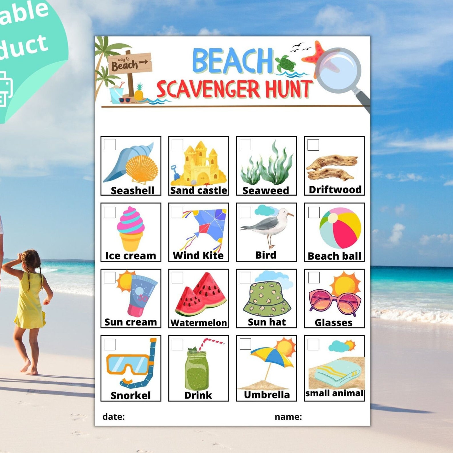 Summer Scavenger Hunt, Beach Scavenger Hunt Print, Summer Outdoor ...