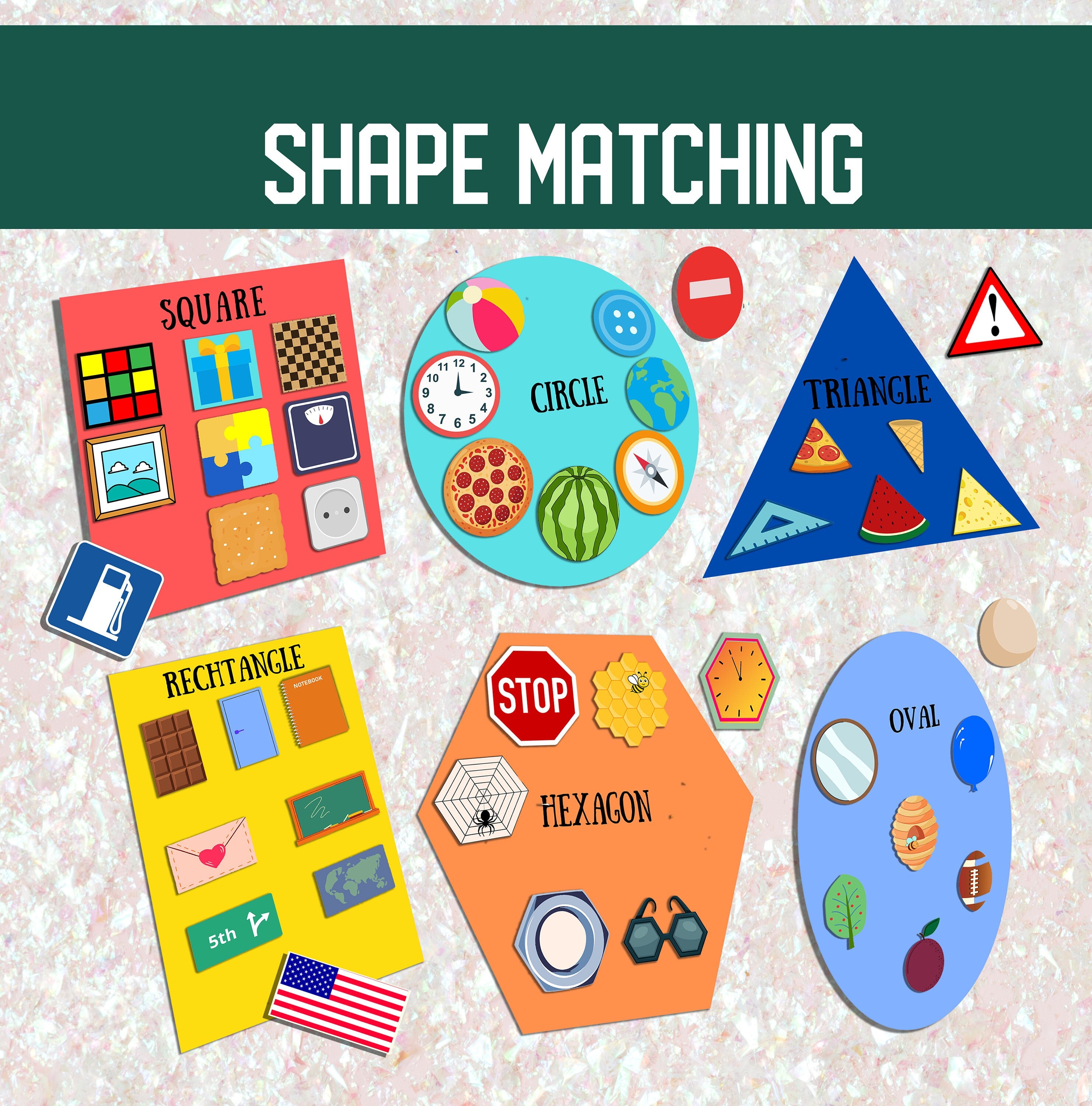 Shape Matching Shapes Activity Cards Preschool Shapes - Etsy
