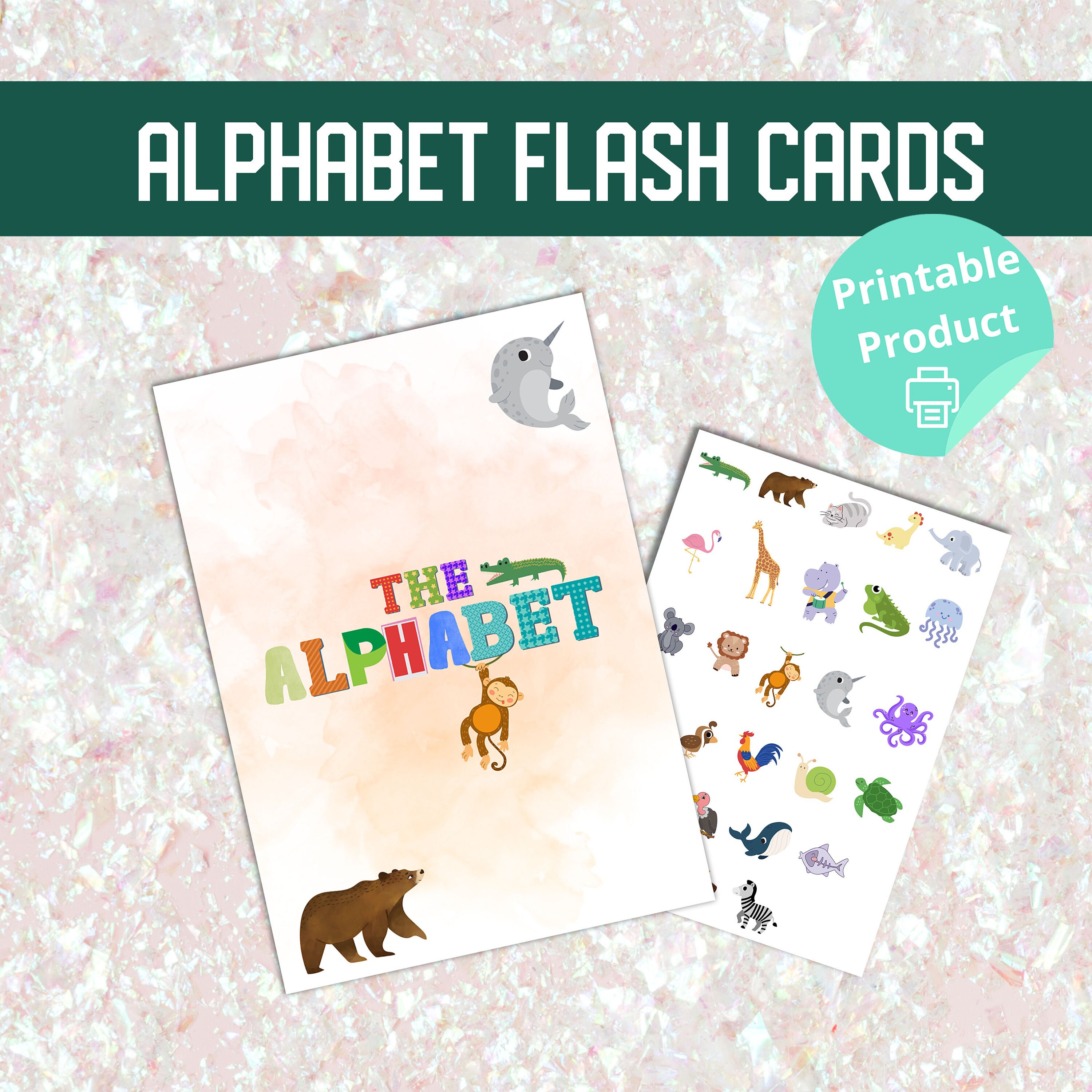 Alphabet Flash Cards Learn Animal ABC Flashcards ABC - Etsy