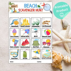 Summer Scavenger Hunt, Beach Scavenger Hunt Print, Summer Outdoor ...