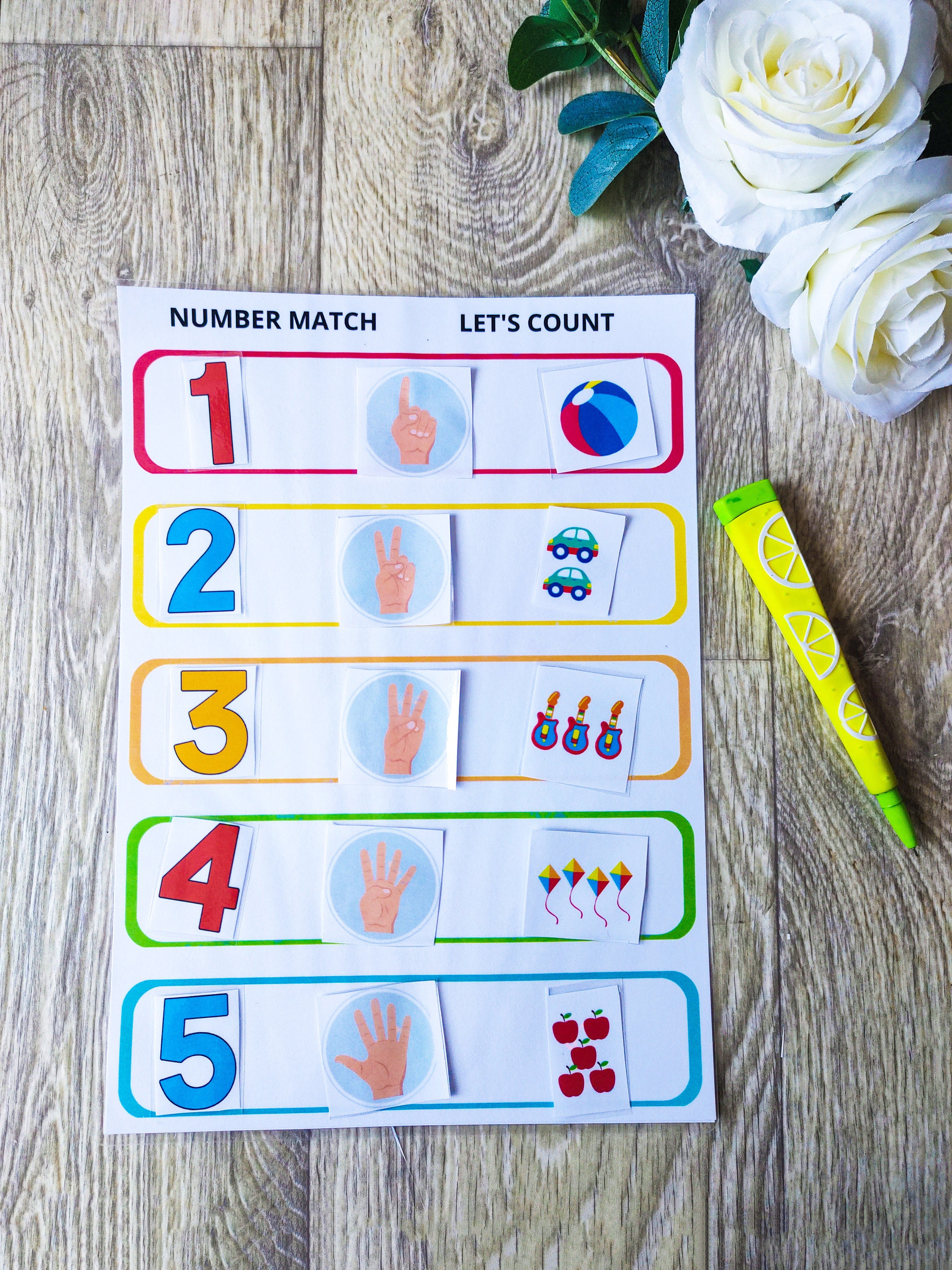 Numbers Matching, Printable Numbers 1-10, Counting Activity, Montessori ...